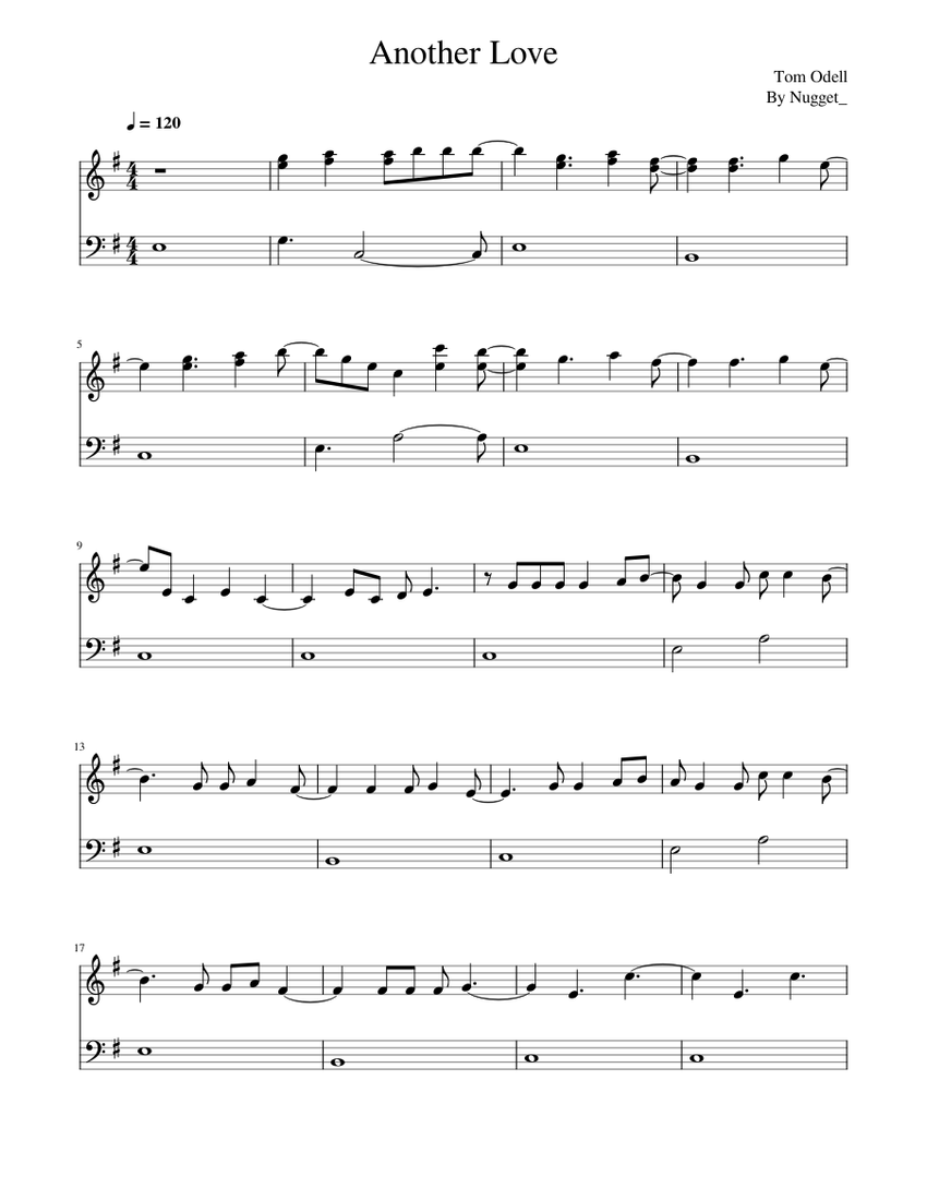 Another love – Tom Odell [EASY SOLO PIANO] Sheet Music for Piano (Solo ...
