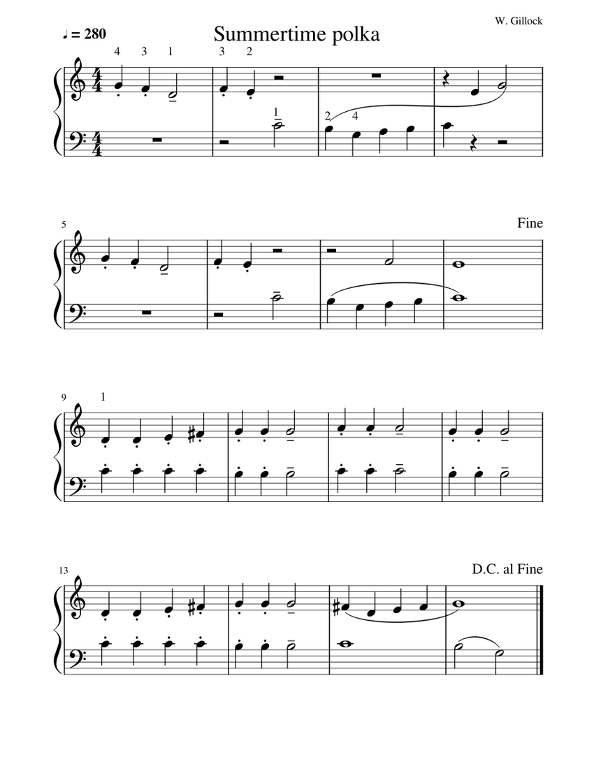 Summertime polka 15 Sheet Music for Piano (Solo) Easy | MuseScore.com