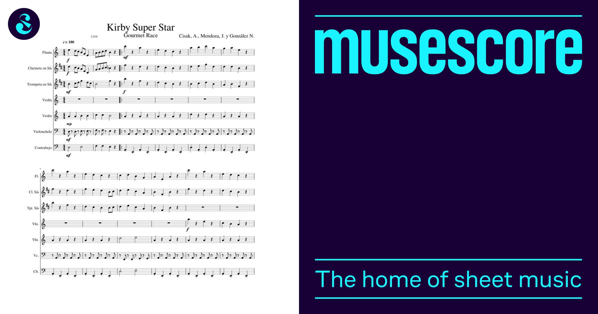 Kirby super star – Gourmet race Sheet music for Flute, Clarinet in b ...
