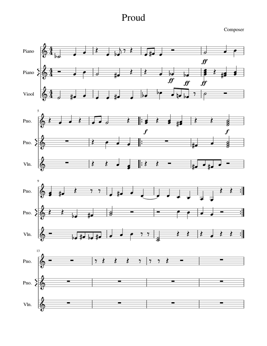 Proud Sheet music for Piano, Violin (Mixed Trio) | Musescore.com