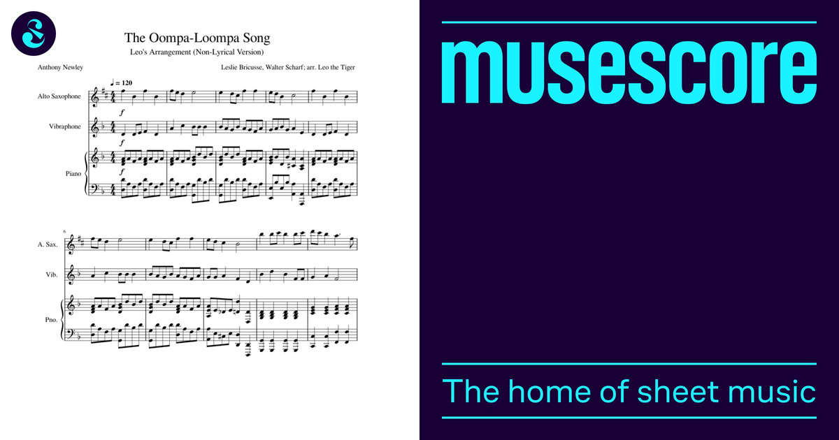 The Oompa-Loompa Song (No Lyrics) - Anthony Newley & Leslie Bruce Sheet ...