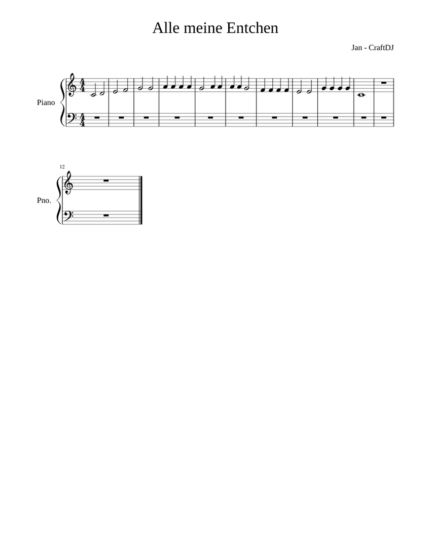 Alle meine Entchen Sheet Music for Piano (Solo) | MuseScore.com