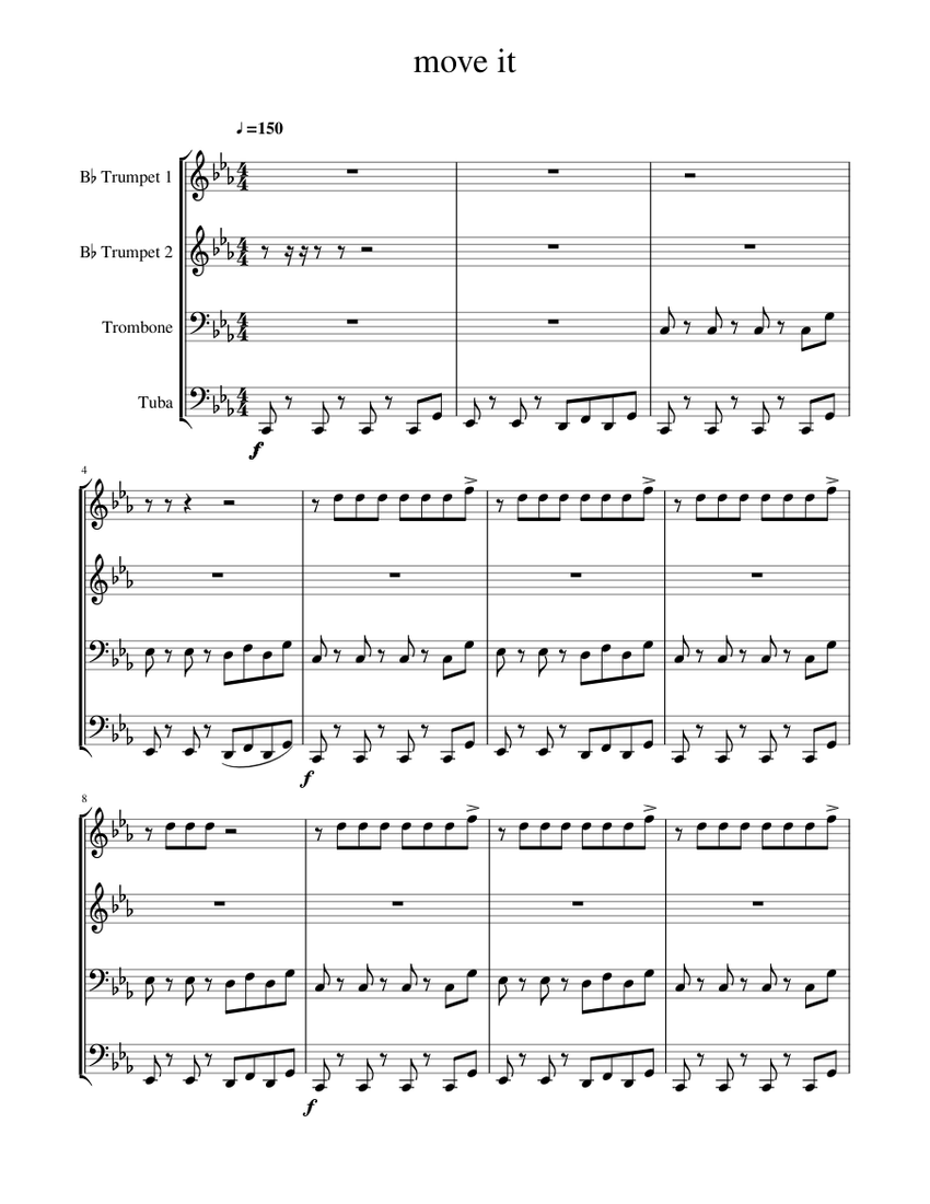 move it Sheet music for Trombone, Tuba, Trumpet in b-flat (Mixed ...