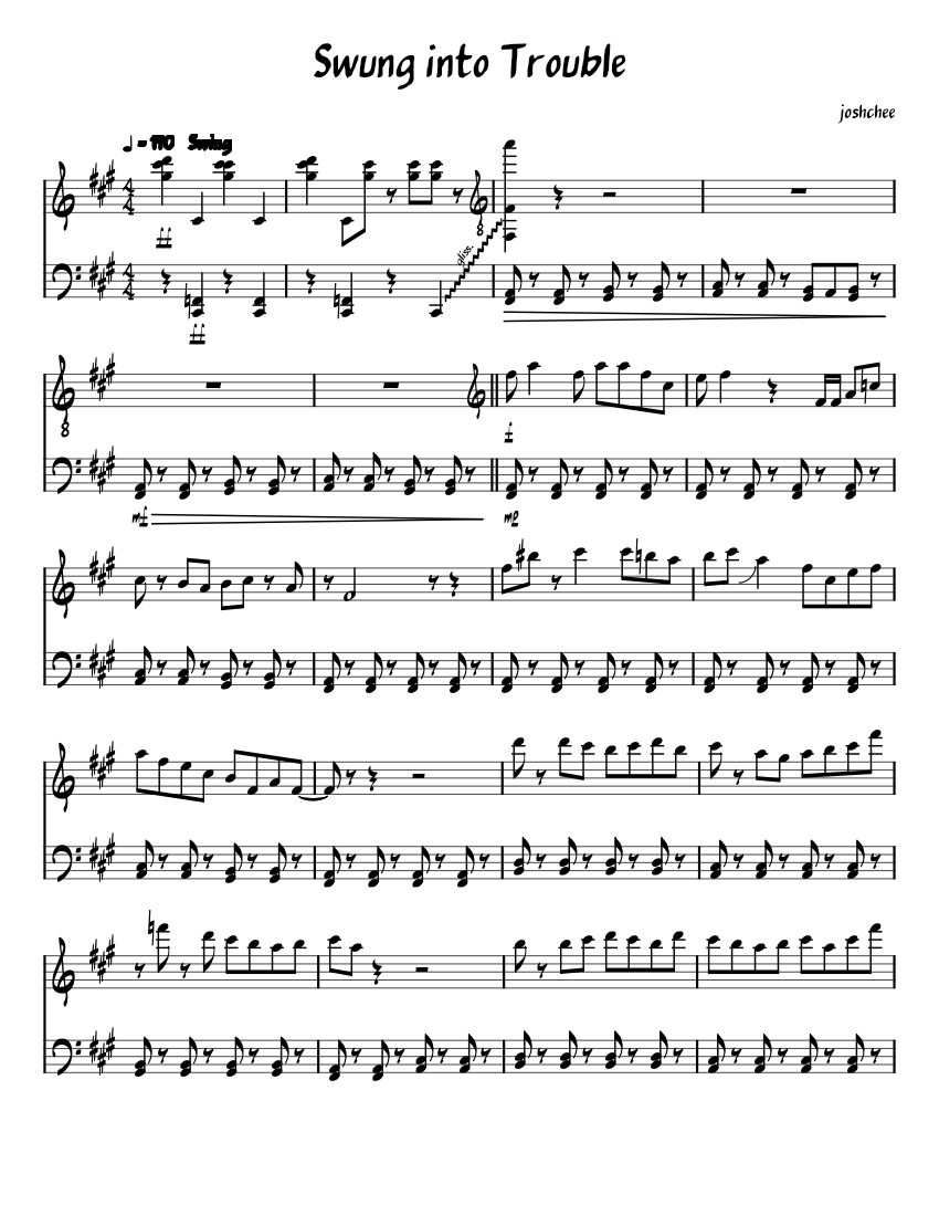 Swung into Trouble (wip) Sheet music for Piano (Solo) | Musescore.com