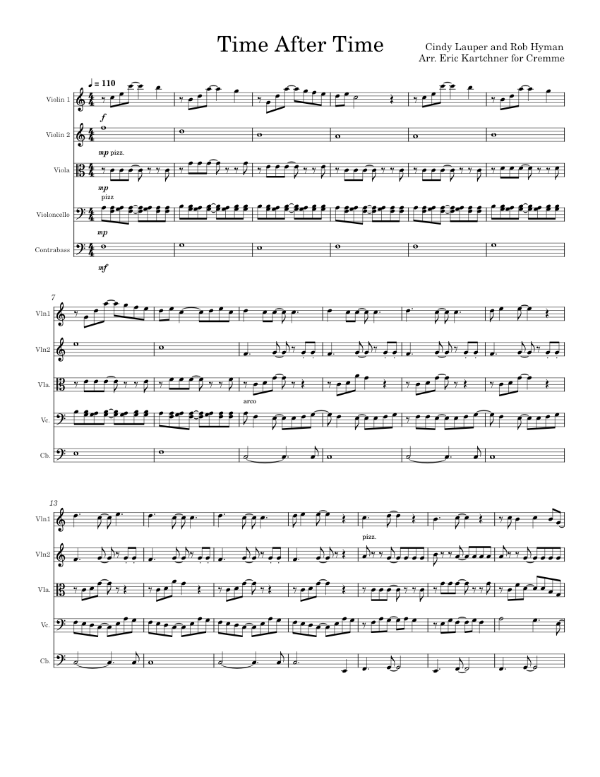 Time after time – Cyndi Lauper Time After Time Sheet music for ...