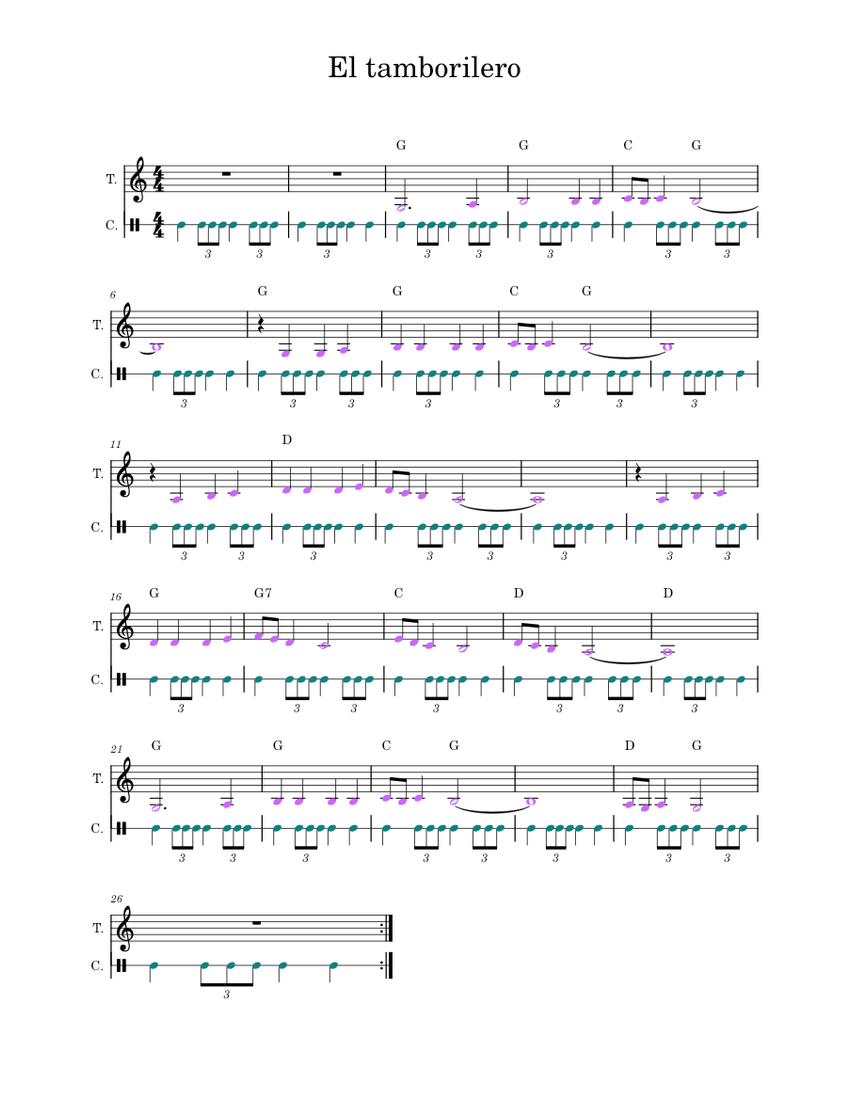 El Tamborilero – Villancicos Sheet music for Tenor, Snare drum (Mixed ...