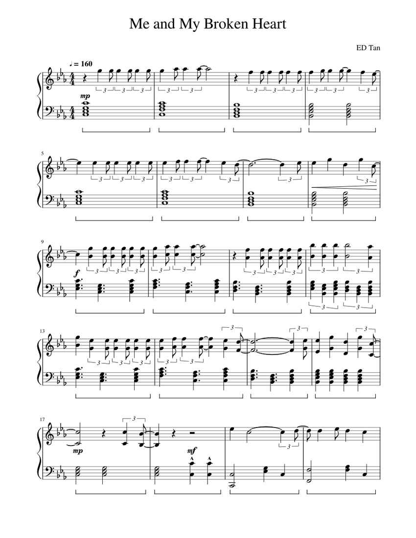 Me and My Broken Heart Sheet Music for Piano (Solo) | MuseScore.com