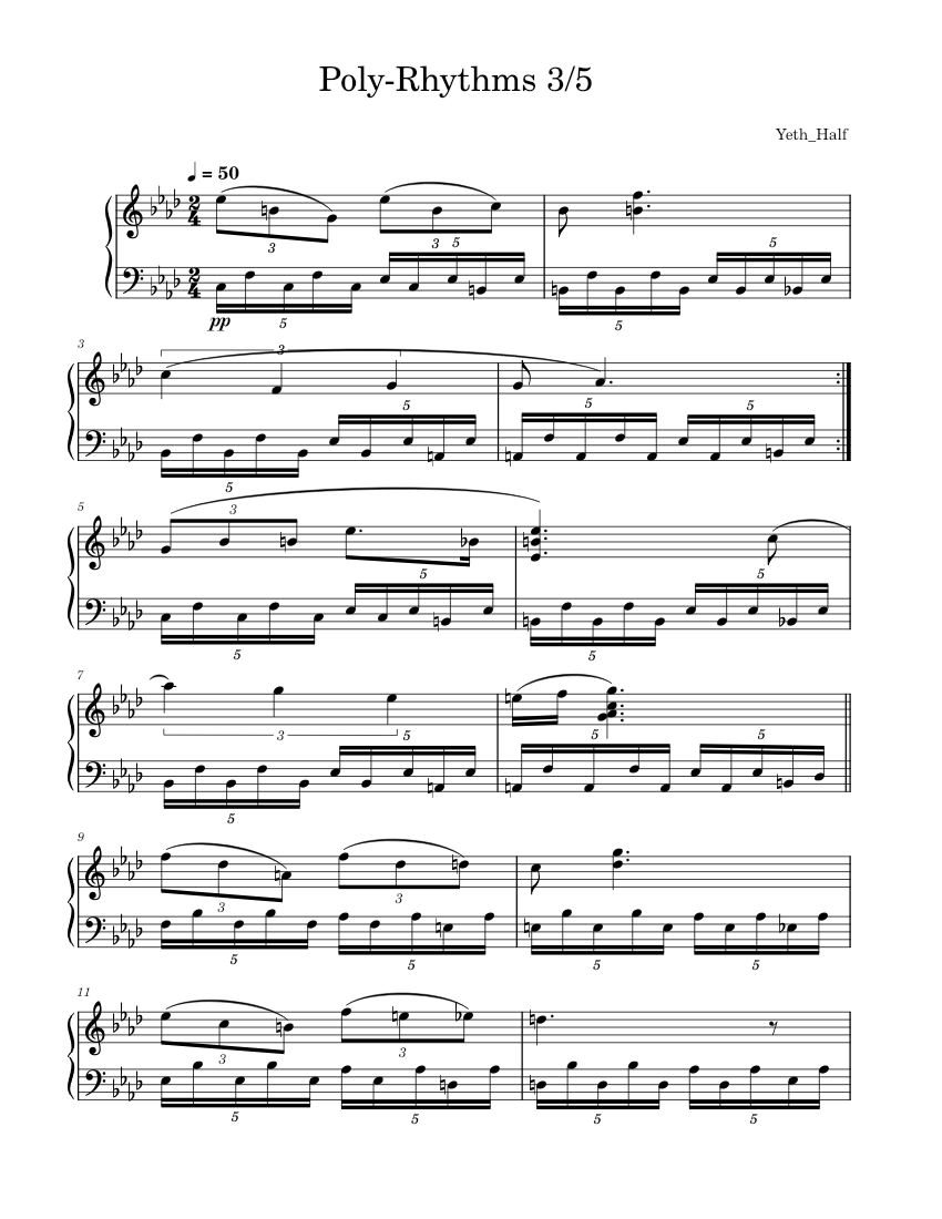 Poly-Rhythms 3/5 Sheet music for Piano (Solo) Easy | Musescore.com