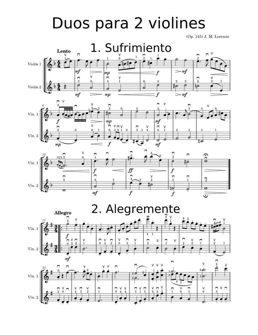 12 Duos para 2 violines - piano tutorial
