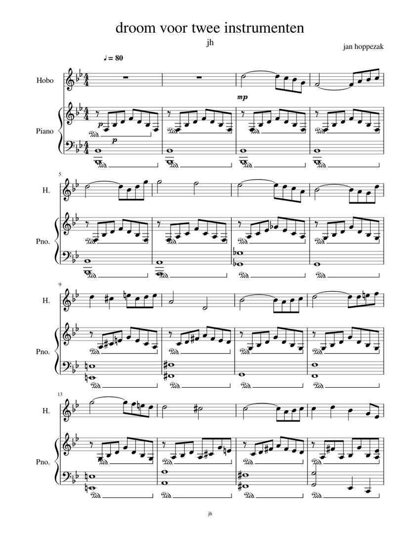 droom voor twee instrumenten Sheet music for Piano, Oboe (Solo ...