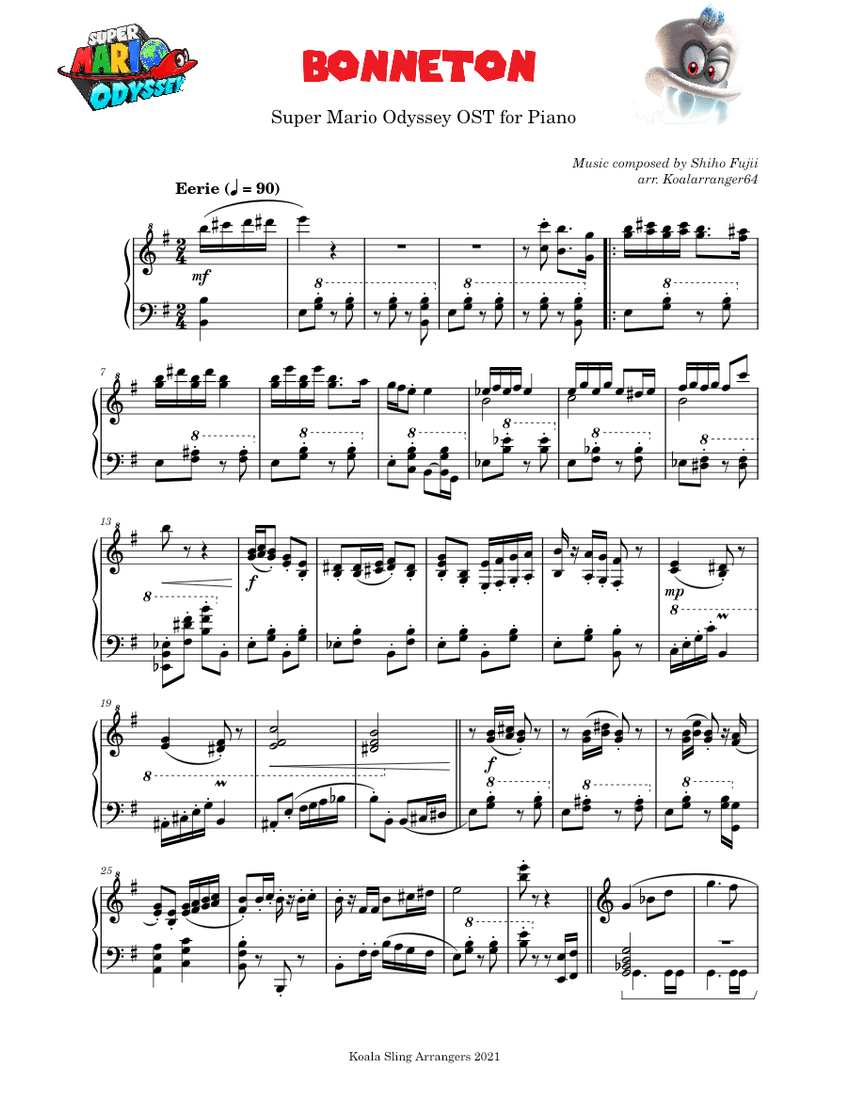 Bonneton | Super Mario Odyssey Sheet music for Piano (Solo) | Musescore.com