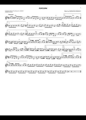 Play Official version of Popcorn Sheet Music by Gershon Kingsley for ...