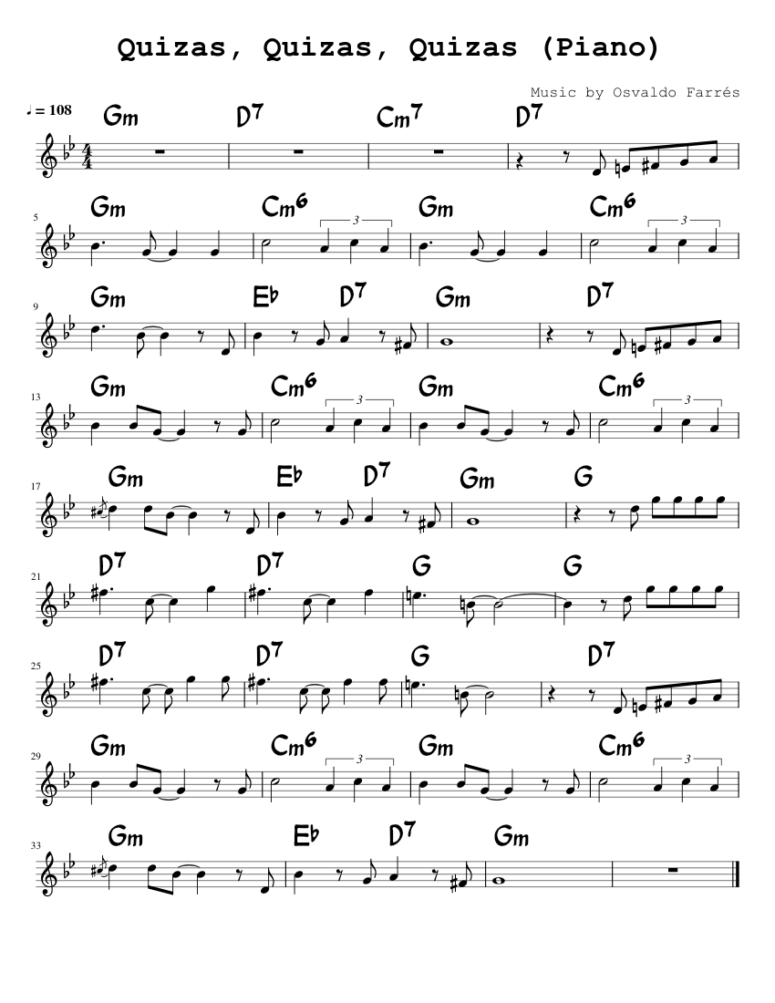 Quizás, Quizás, quizás Sheet Music with Chords for Piano (Solo) easy ...