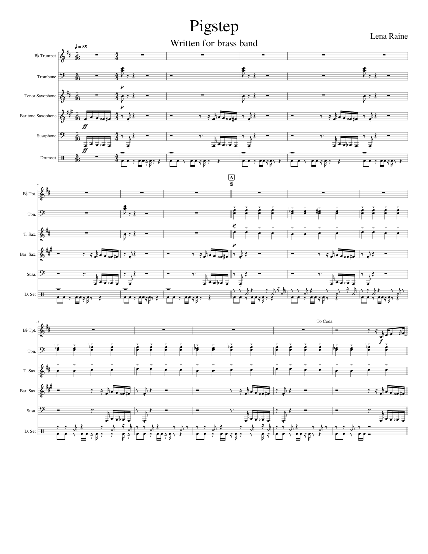 Pigstep Sheet music for Trombone, Tuba, Saxophone tenor, Saxophone ...