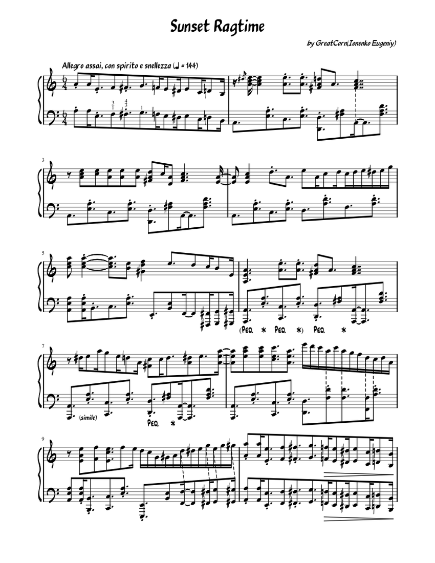 Sunset Ragtime - piano tutorial