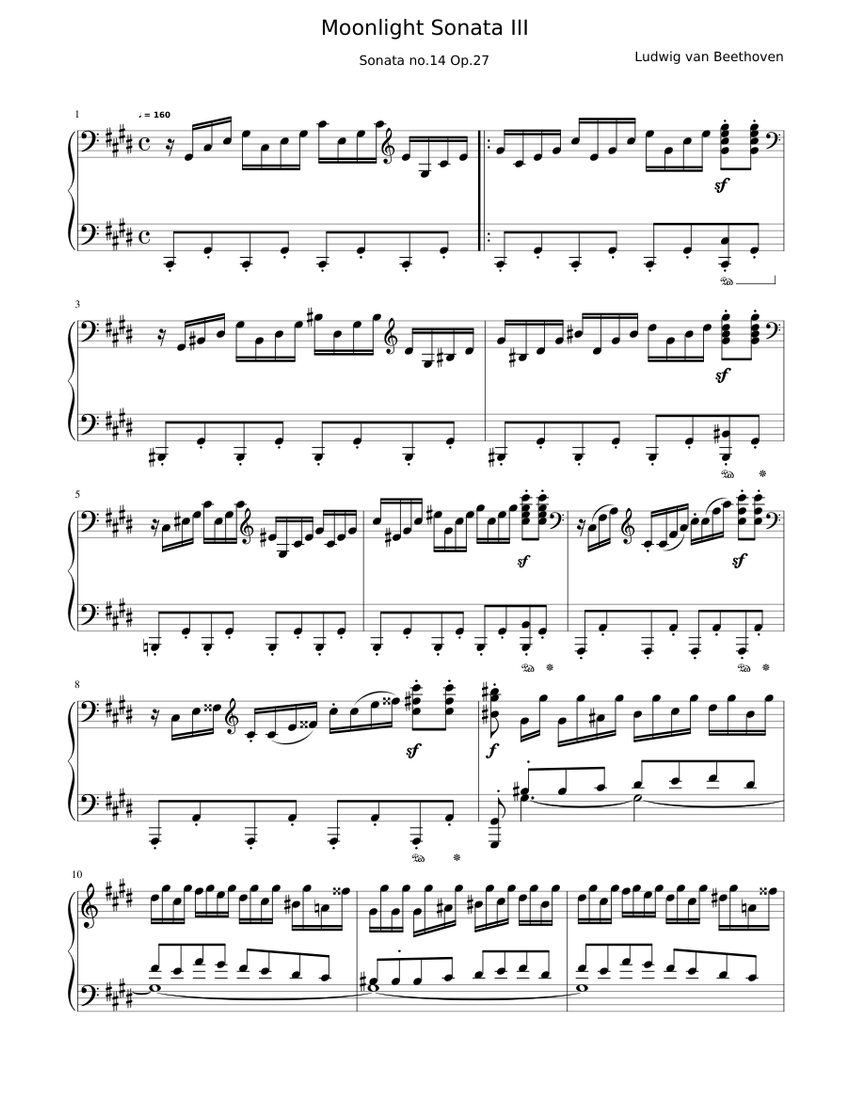 Moonlight_Sonata_III Sheet music for Piano (Solo) | Musescore.com