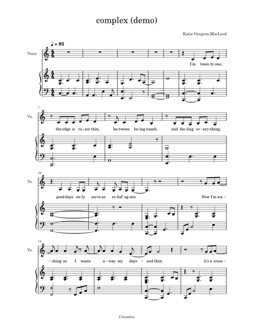 Complex (demo) – Katie Gregson-Macleod Sheet music for Piano, Vocals ...