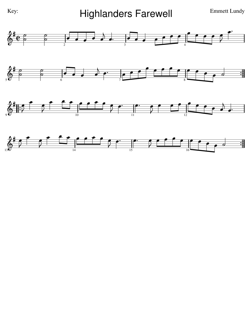 Highlanders Farewell by Emmett Lundy Sheet music for Piano (Solo) Easy ...