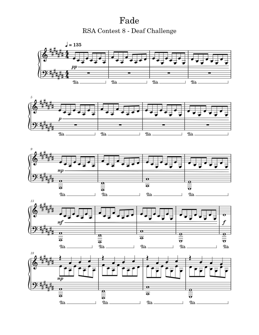 Fade Sheet music for Piano (Solo) | Musescore.com