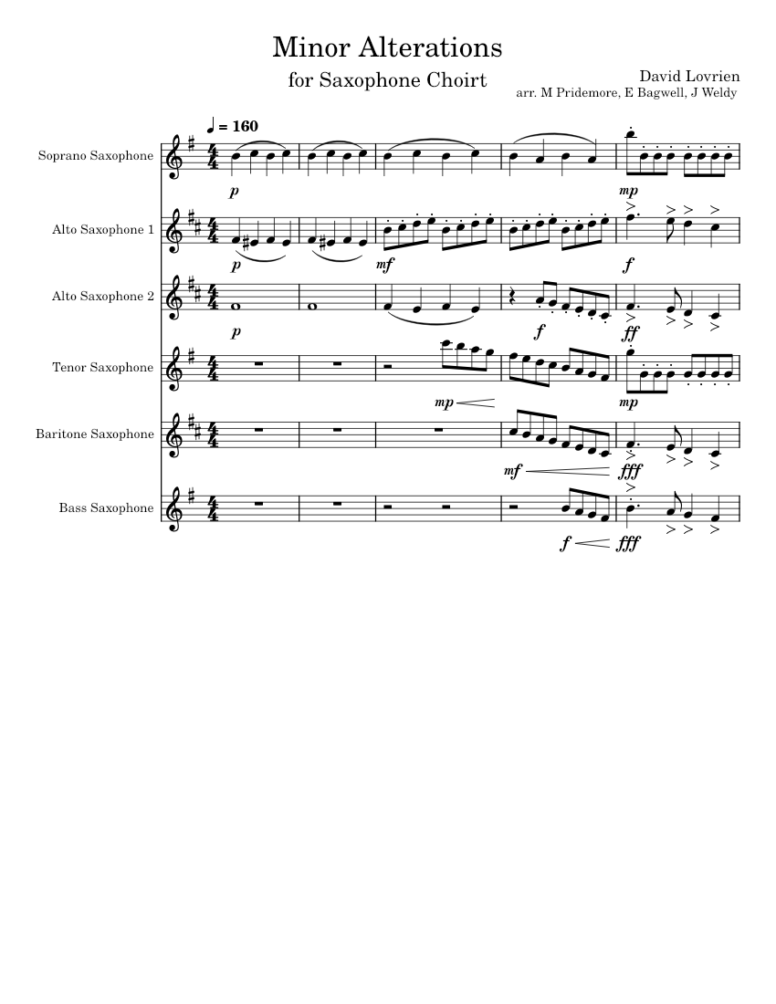 Minor Alterations – David Lorien Sheet Music for Saxophone alto ...