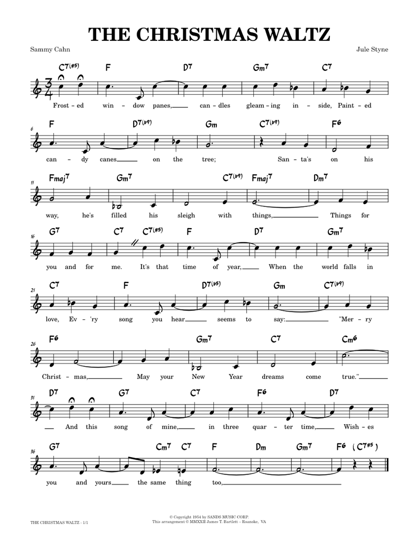 The Christmas Waltz [lead sheet] – Jule Styne, Sammy Cahn Sheet Music ...