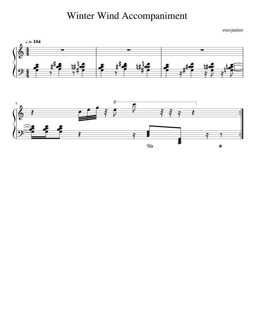 Winter Wind Accompaniment Sheet music for Piano (Solo) Easy | Musescore.com