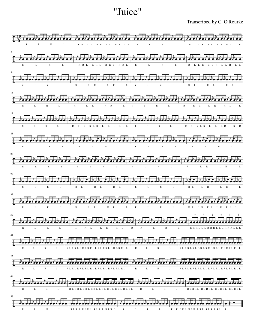 Juice Sheet Music for Snare drum (Drum Corps (Modern)) | MuseScore.com