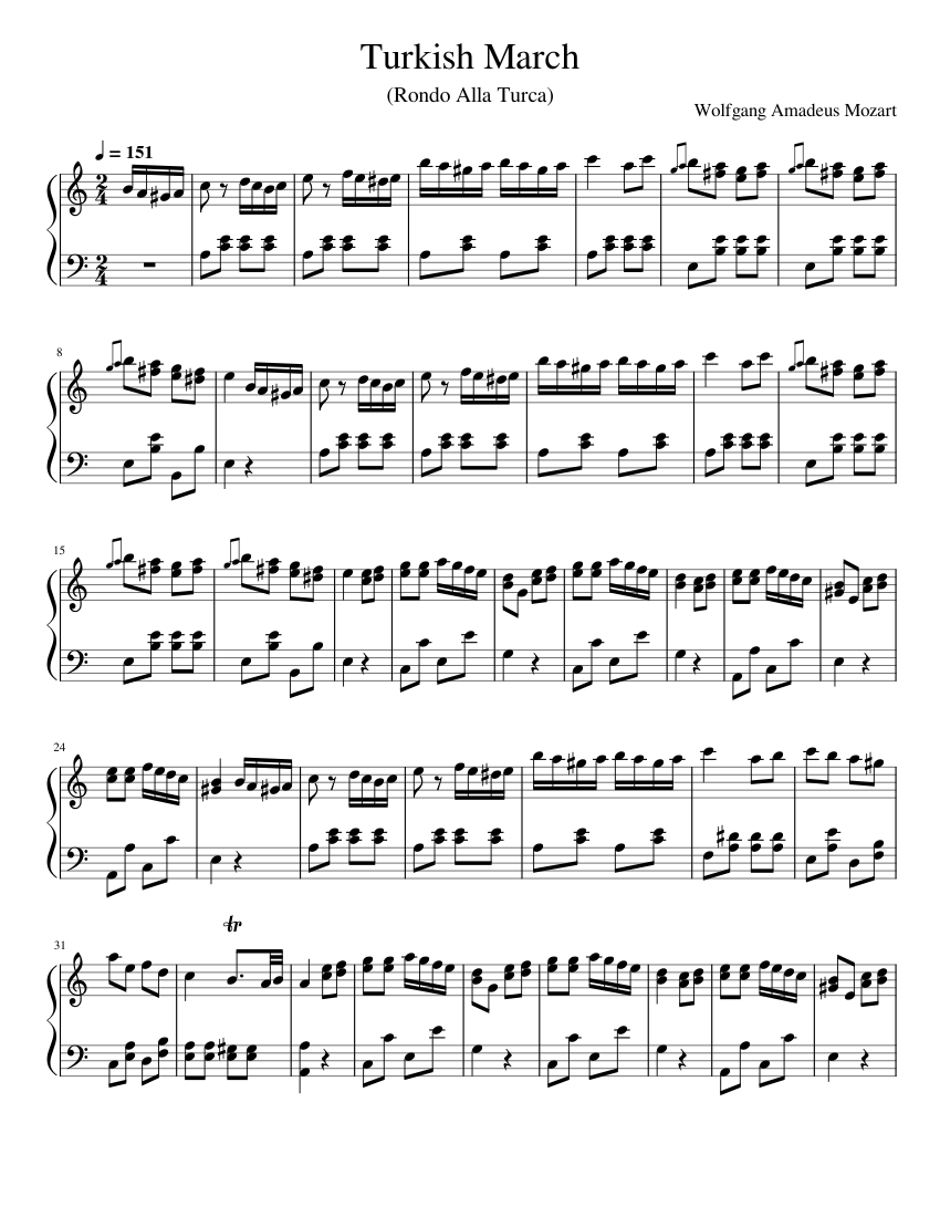 Turkish March Sheet music for Piano (Solo) | Musescore.com