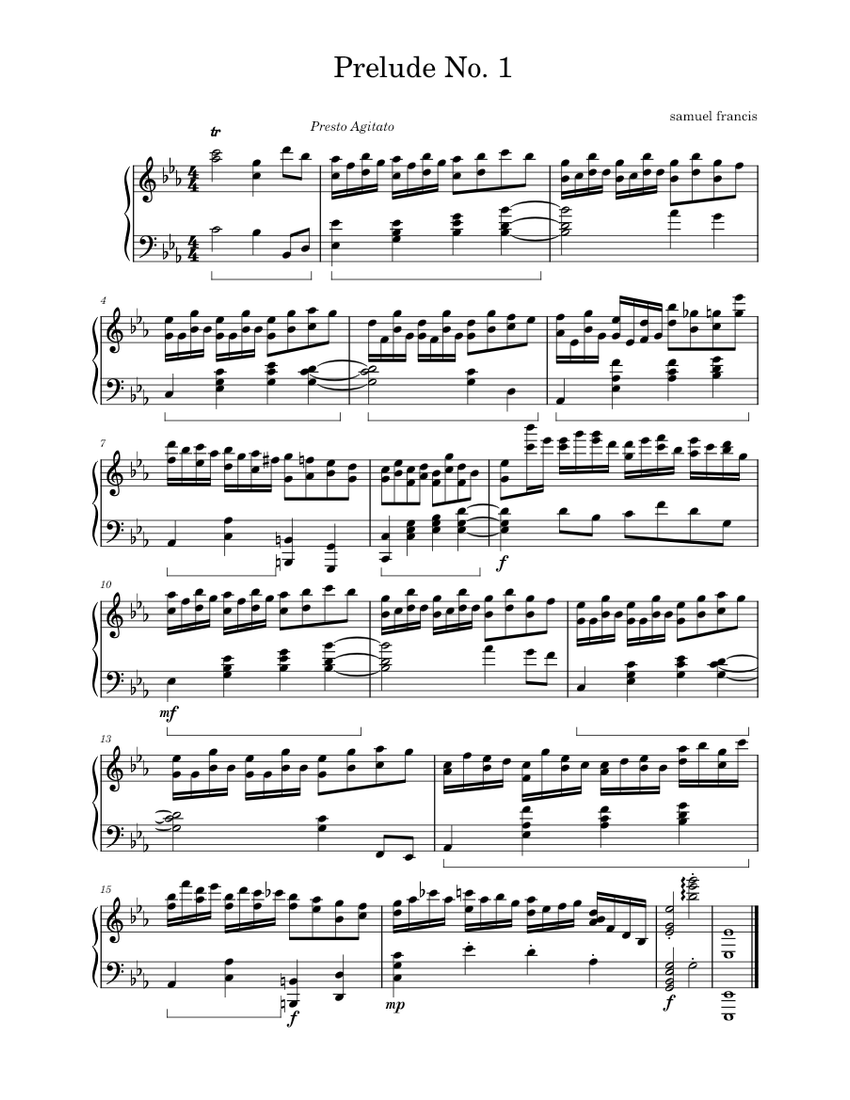 Prelude no. 1 in E-Flat Major = sam ravel Sheet music for Piano (Solo ...