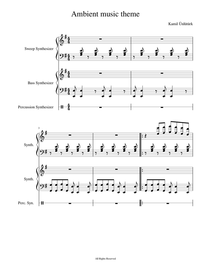 Ambient music theme Sheet music for Bass guitar, Synthesizer (Mixed ...