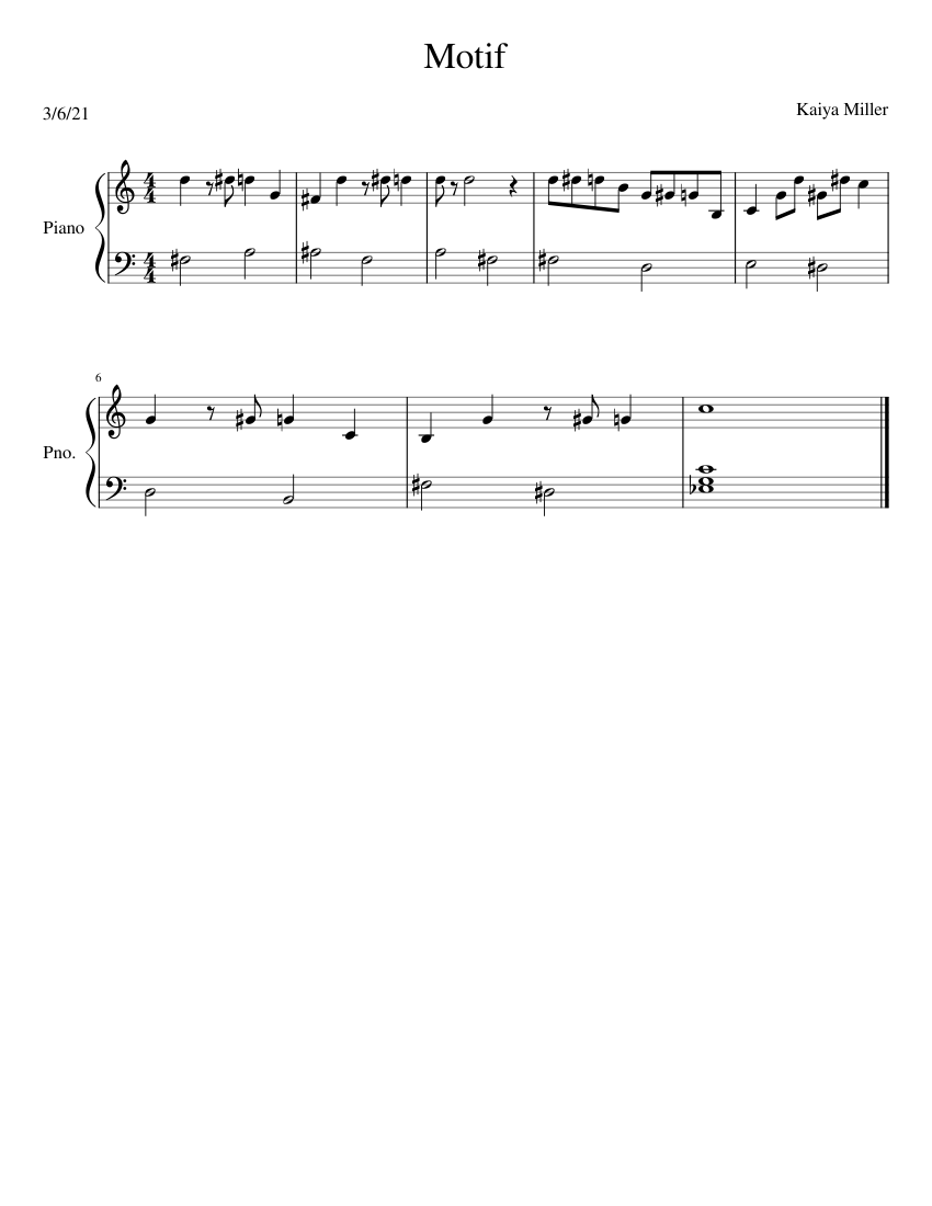 Motif Sheet Music for Piano (Solo) | MuseScore.com