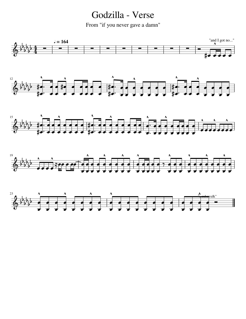 Godzilla_-_Verse (1) Sheet Music for Piano (Solo) Easy | MuseScore.com