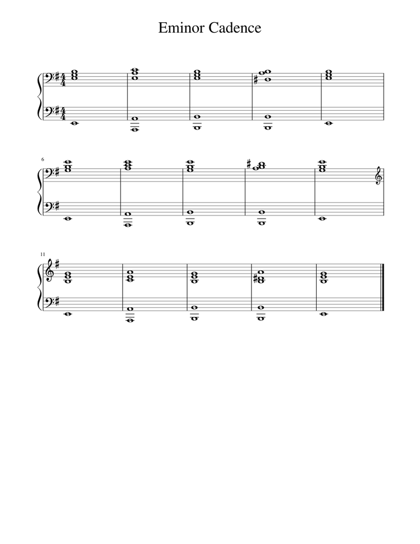 Eminor Cadence Sheet music for Piano (Solo) Easy | Musescore.com