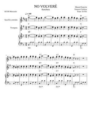 Play Official version of No volveré Sheet Music by Manuel Esperón y ...