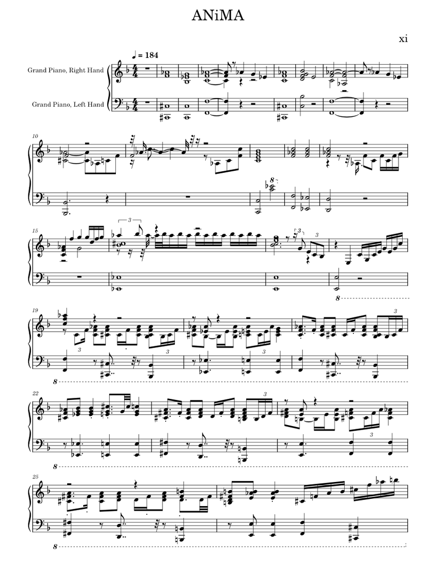 ANiMA – xi Sheet Music for Piano (Solo) | MuseScore.com