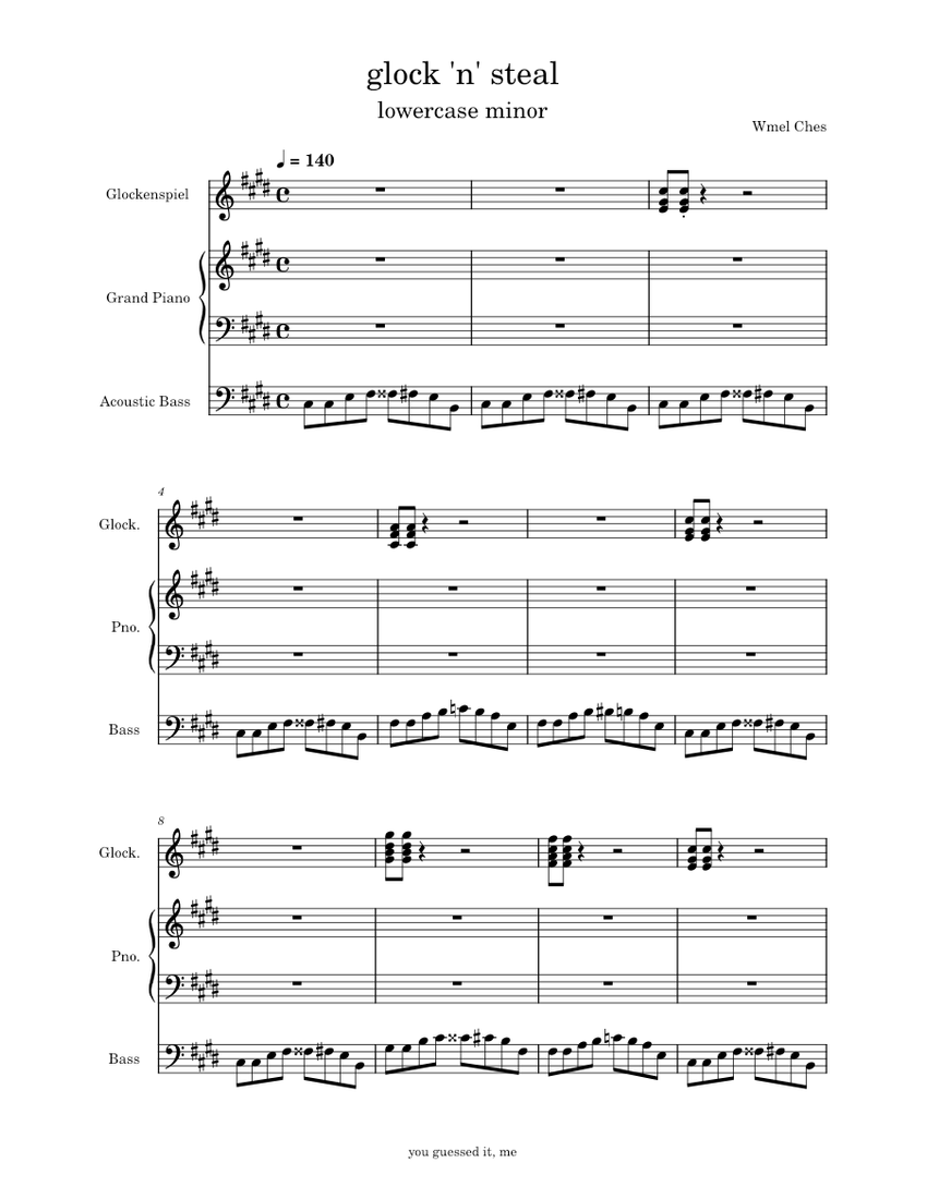 glock 'n' steal Sheet Music for Piano, Glockenspiel, Bass guitar (Mixed ...