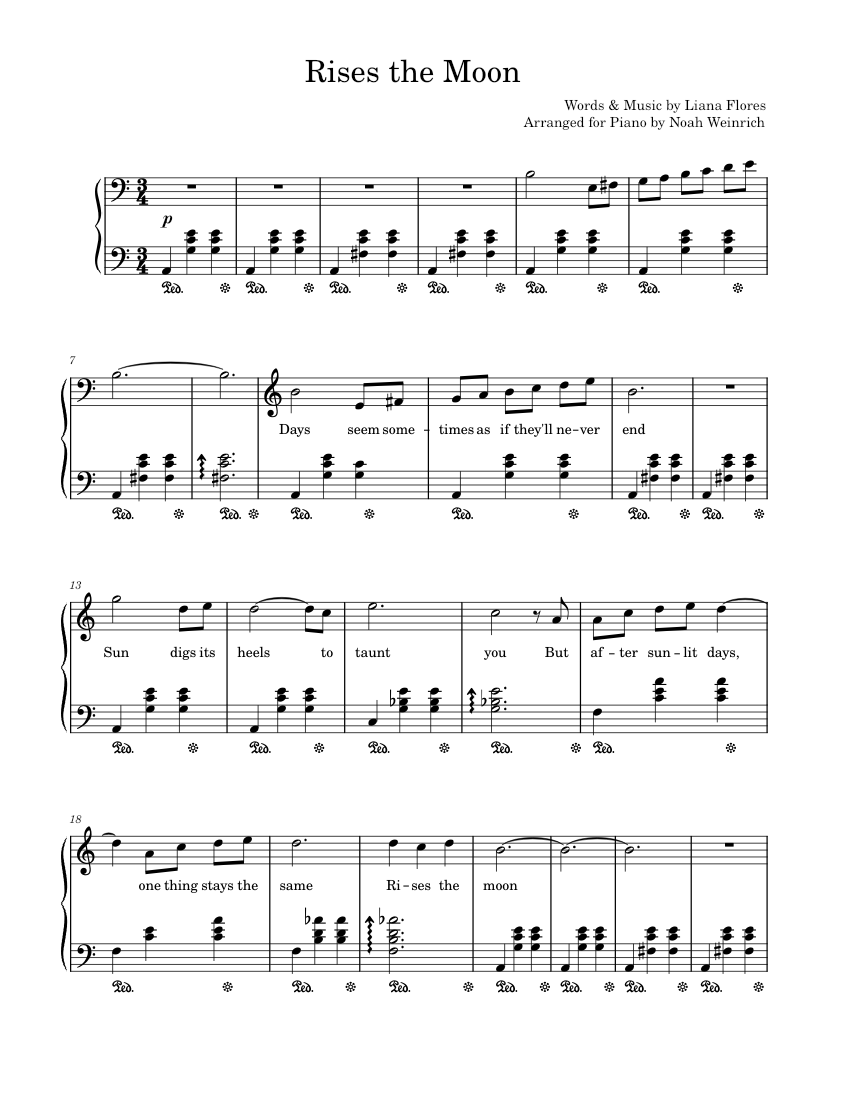 Rises the Moon Piano Sheet Music for Piano (Solo) easy | MuseScore.com
