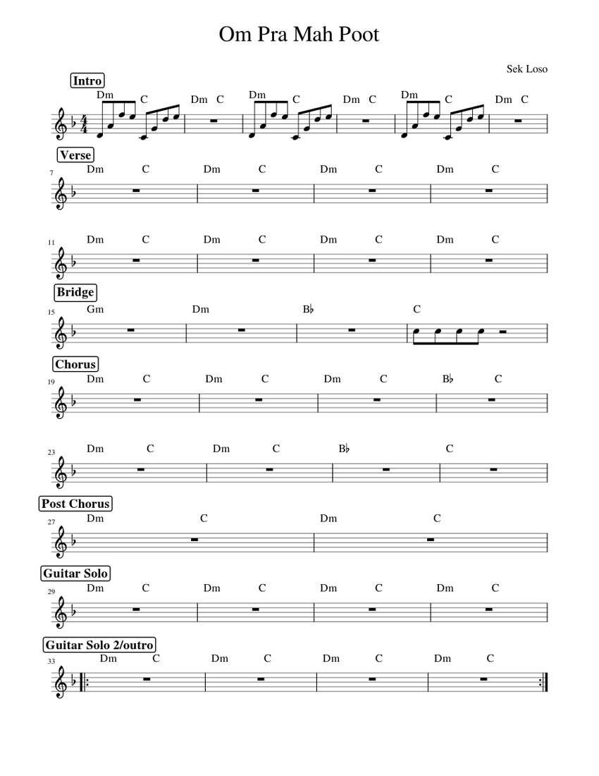 Om_Pra_Mah_Poot Sheet music for Piano (Solo) Easy | Musescore.com