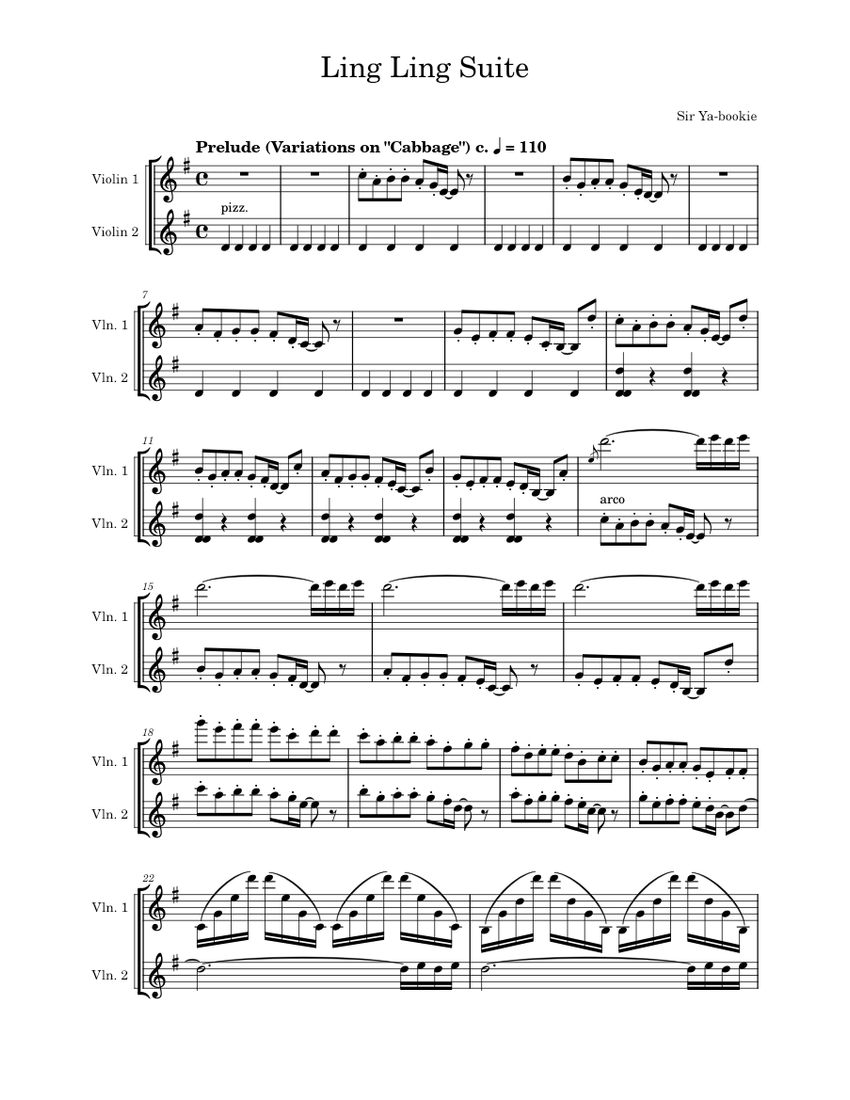 Ling Ling Suite Sheet music for Violin (String Duet) | Musescore.com