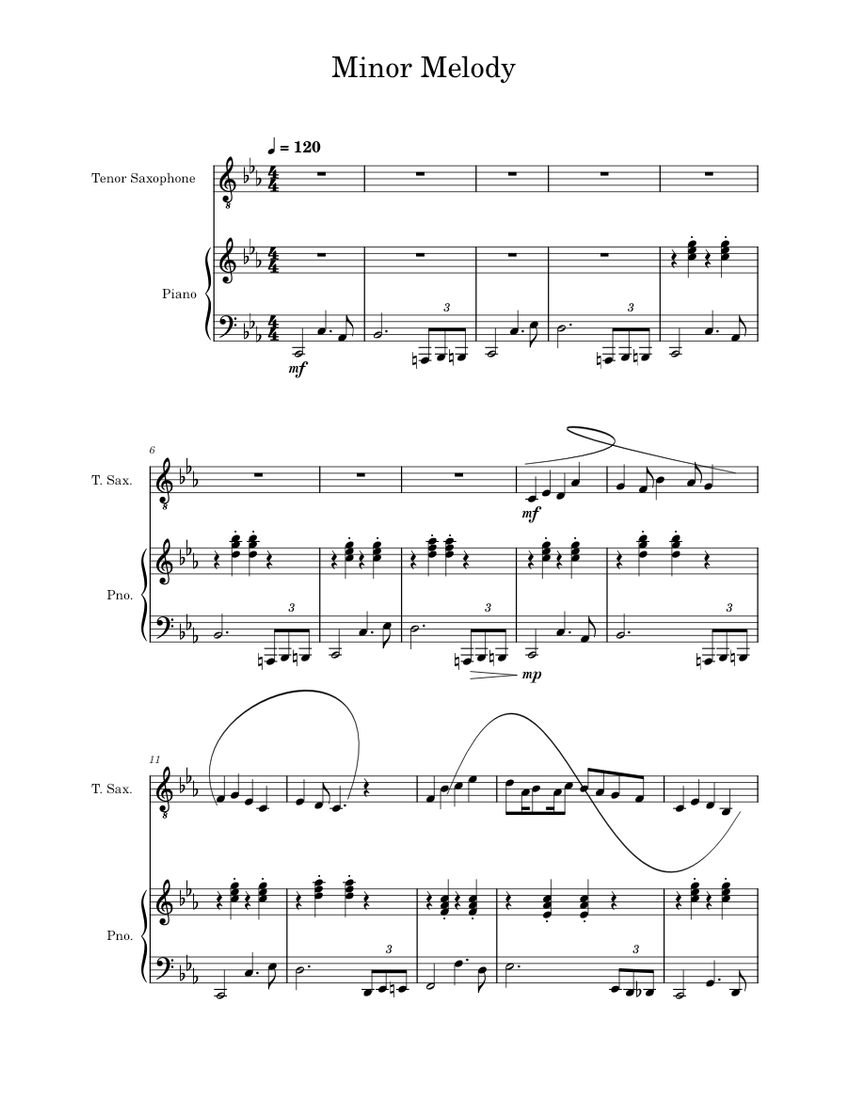 Minor Melody Sheet music for Piano, Saxophone tenor (Solo) | Musescore.com