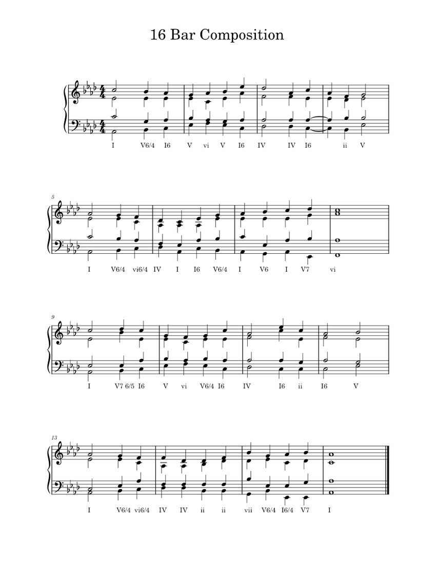 16 Bar Composition Sheet Music for Piano (Solo) Easy | MuseScore.com