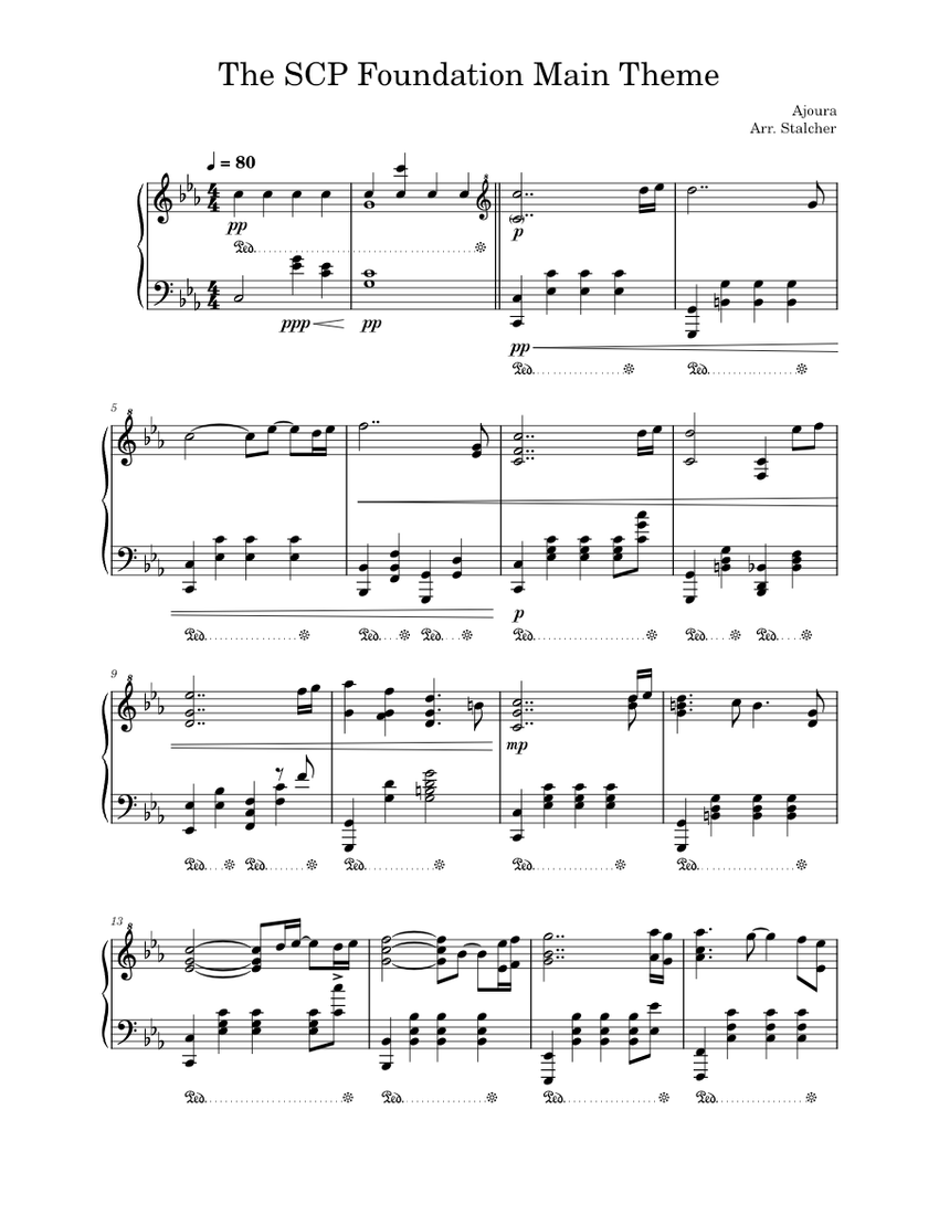 The SCP Foundation Main Theme – Ajoura Sheet Music for Piano (Solo ...