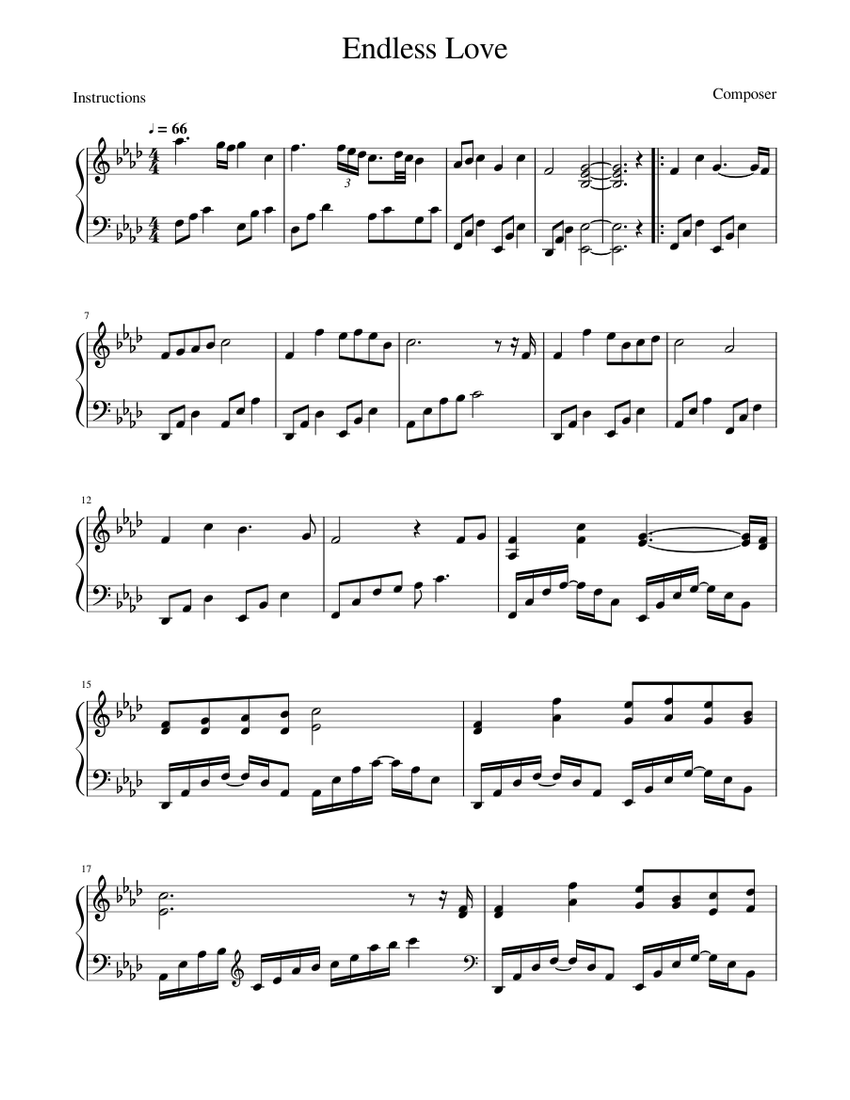 Endless Love Sheet Music for Piano (Solo) | MuseScore.com