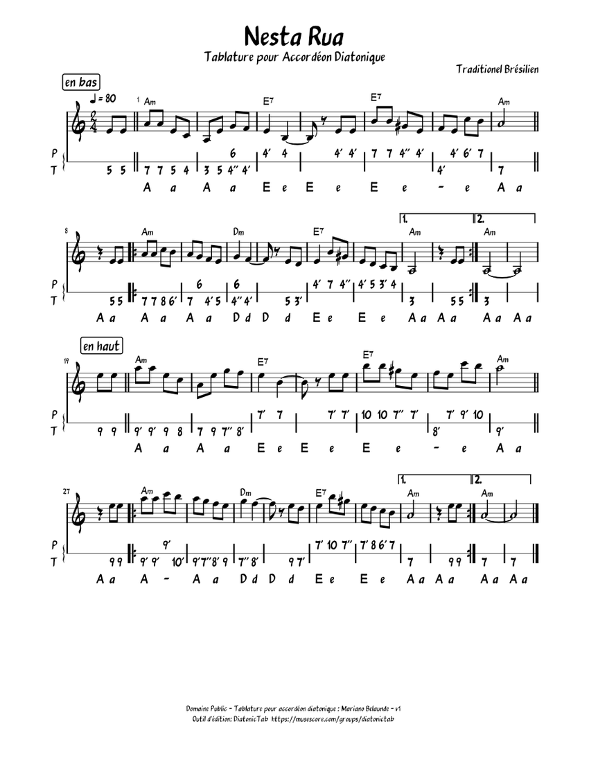 Nesta Rua Sheet music for Accordion (Mixed Duet) | Musescore.com