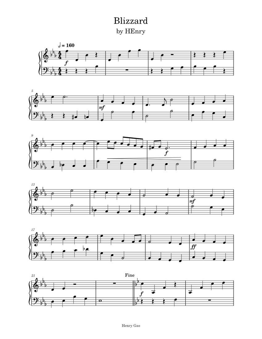 Blizzard Sheet music for Piano (Solo) Easy | Musescore.com