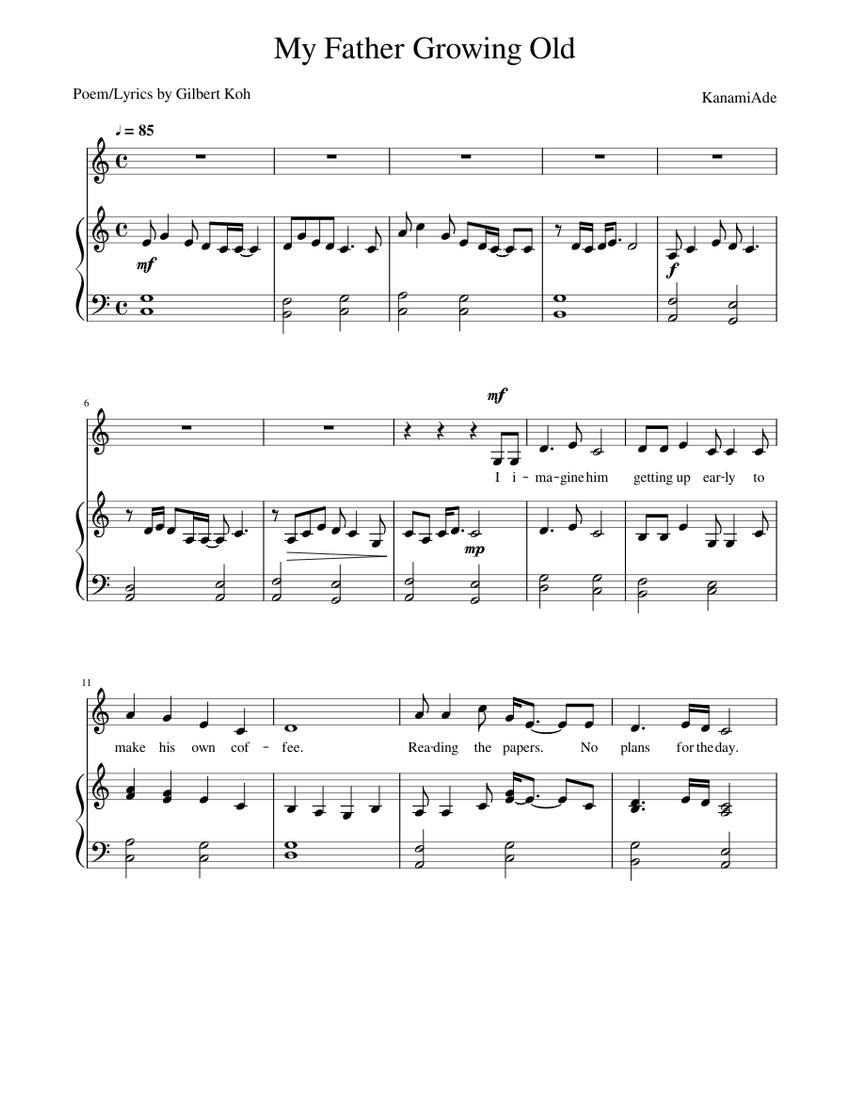 My Father Growing Old (A voice and Piano piece based on poem "My Father ...