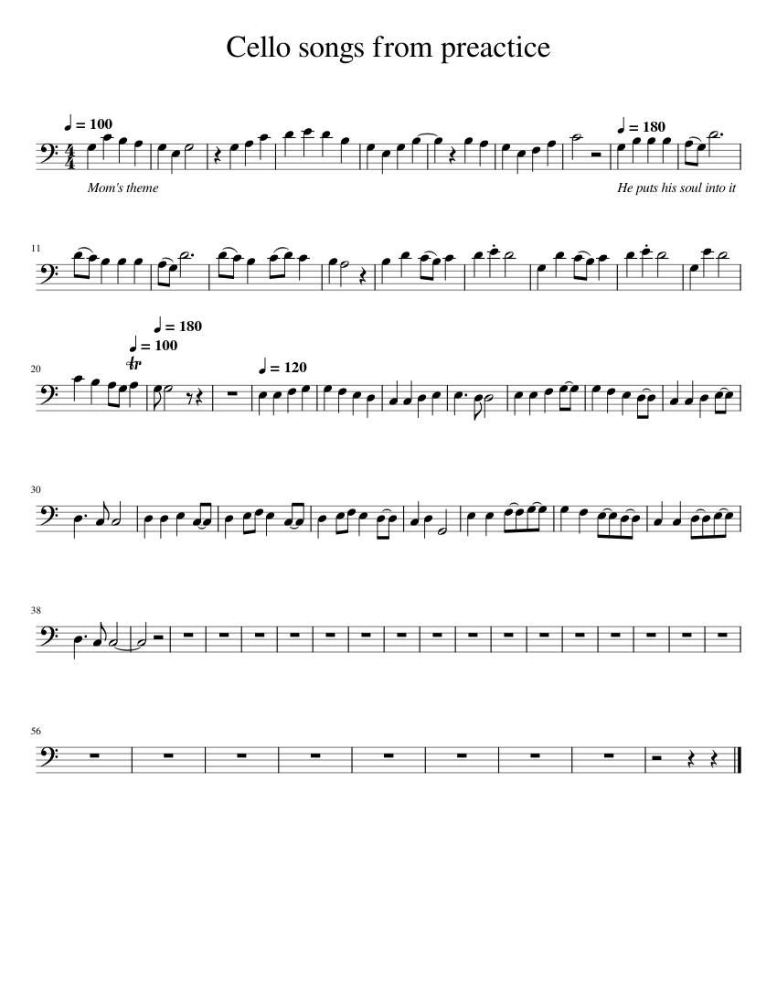 Cello songs from practice Sheet music for Cello (Solo) | Musescore.com