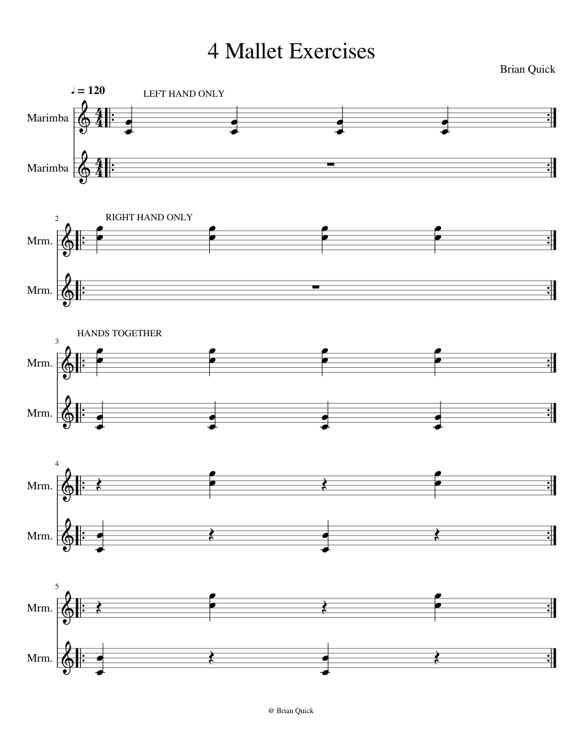 4 Mallet Exercises Sheet music for Marimba (Percussion Duet ...