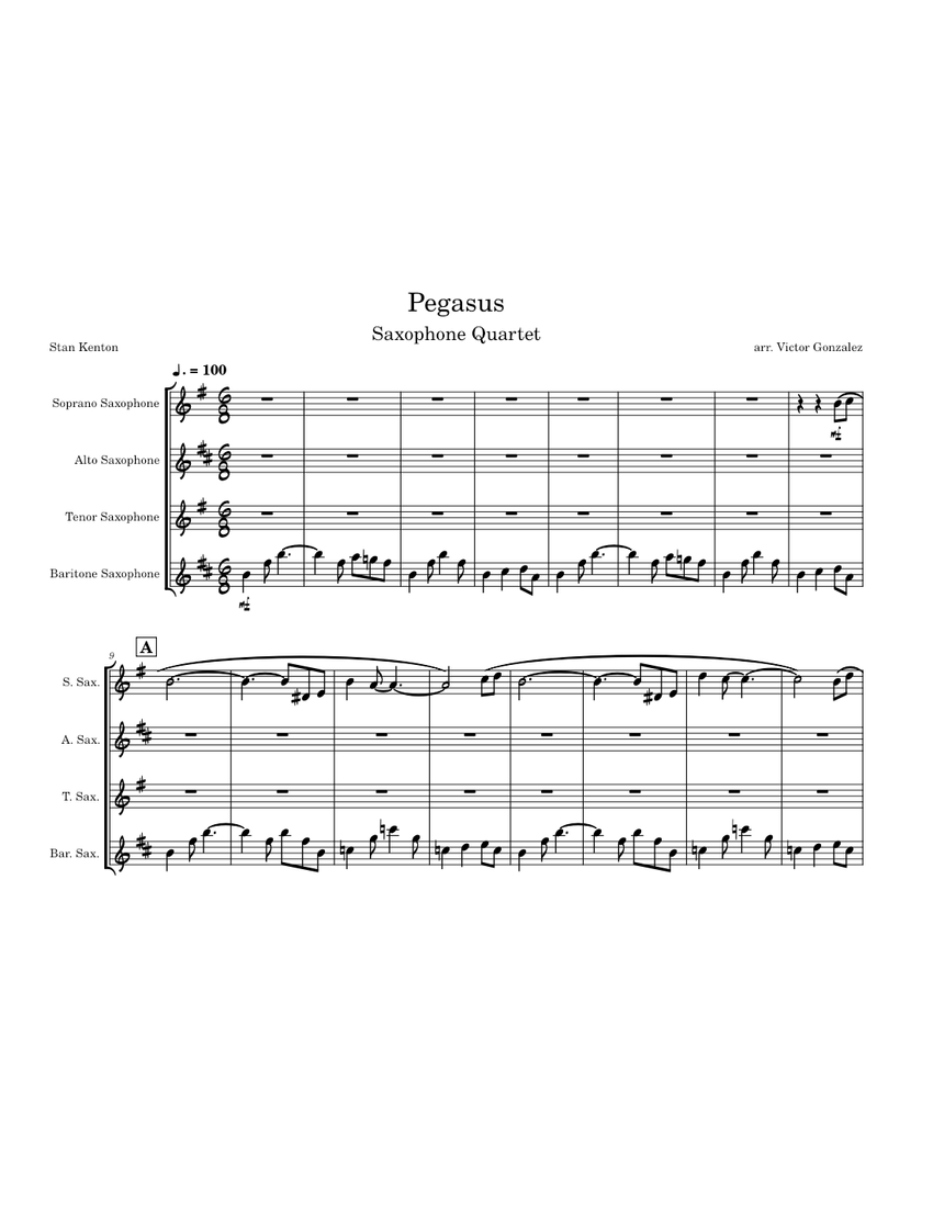 Pegasus Sheet music for Saxophone alto, Saxophone tenor, Saxophone ...
