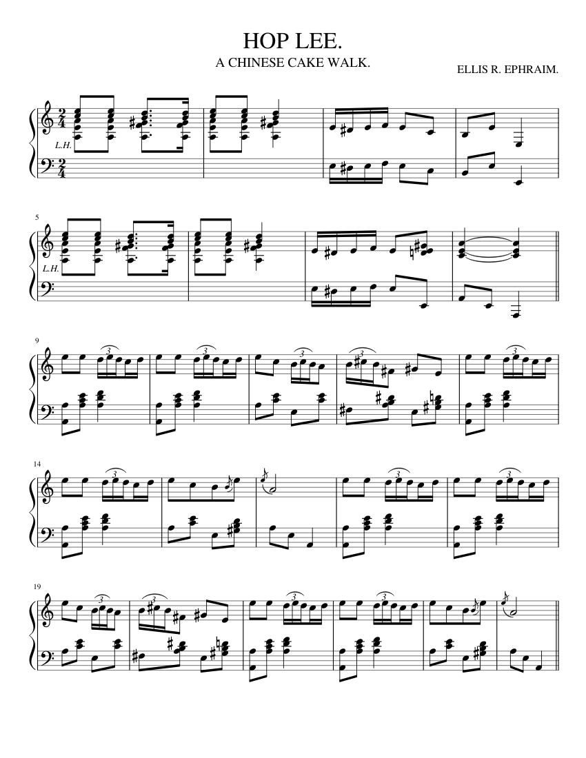 Hop Lee (1901) Sheet music for Piano (Solo) | Musescore.com